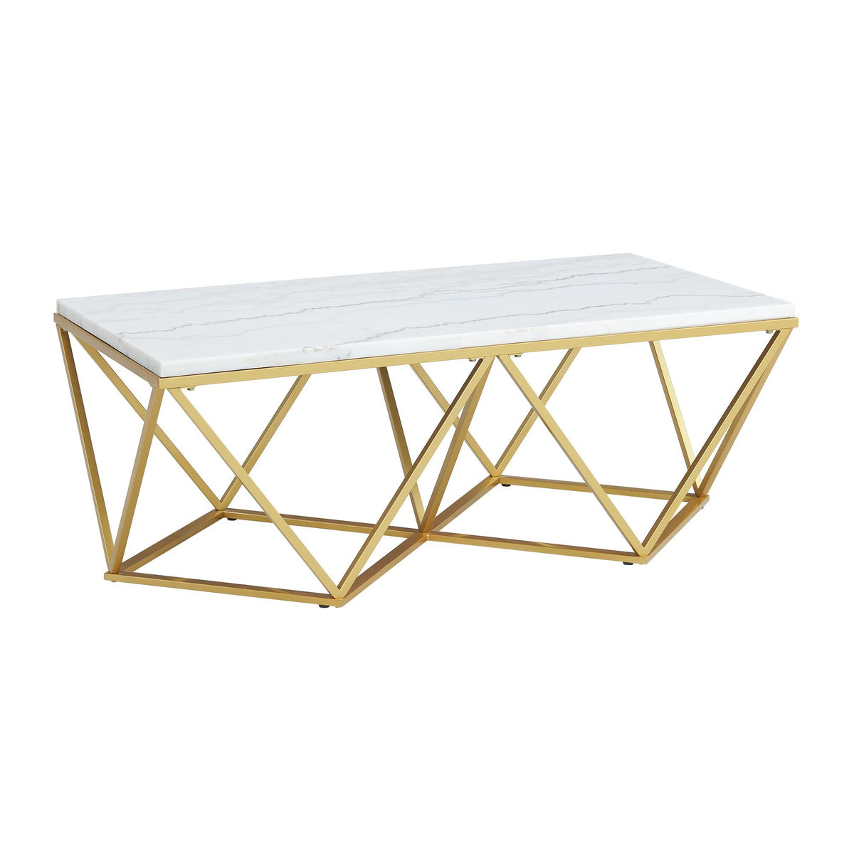 Riko - Rectangular Coffee Table With Metal Leg - Gold — Nix Home Center